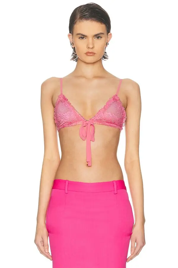 Attico Bow Lace Bra - Pink