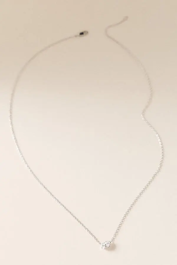 FINE DIAMONDS BY ANTHROPOLOGIE WEDDINGS Toi Et Moi Lab Diamond Pendant Necklace - Silver