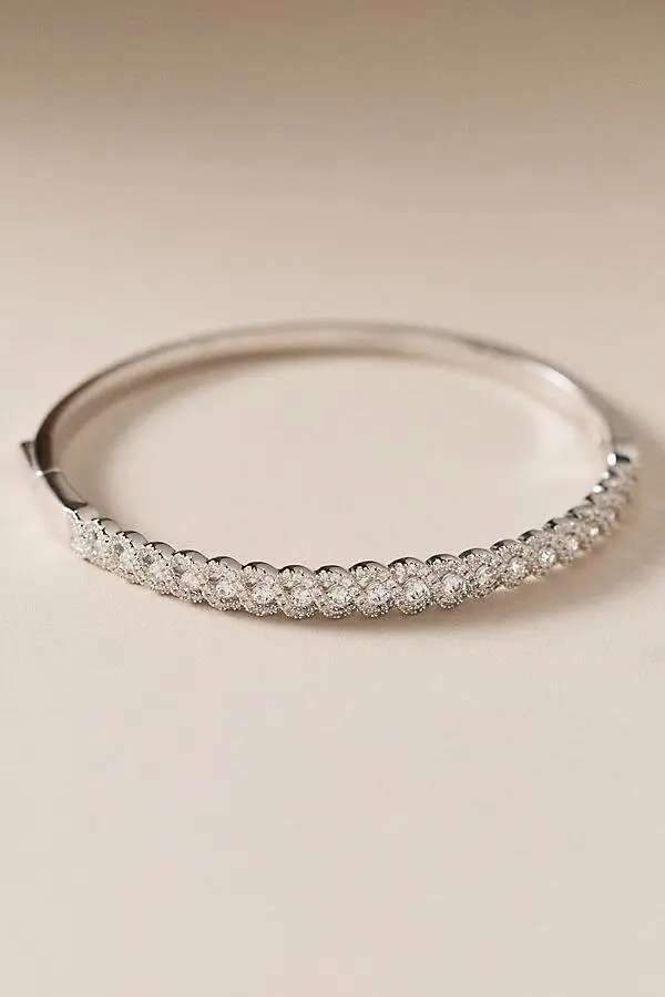 FINE DIAMONDS BY ANTHROPOLOGIE Halo Rope Lab Diamond Bangle Bracelet - Silver