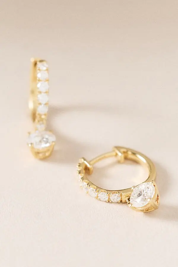 FINE DIAMONDS BY ANTHROPOLOGIE WEDDINGS Lab Diamond Huggie Hoop Earrings - Gold