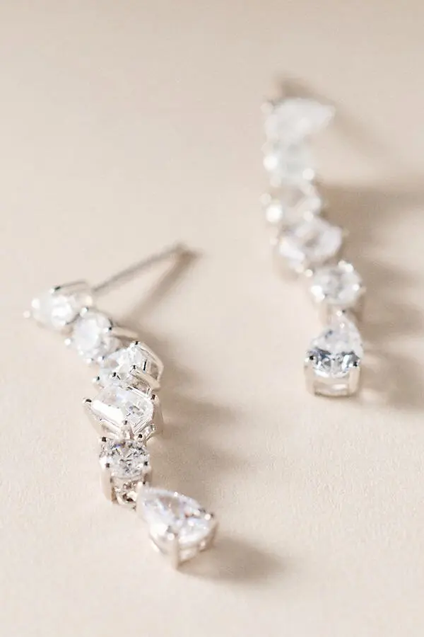 FINE DIAMONDS BY ANTHROPOLOGIE WEDDINGS Multi-stone Lab Diamond Drop Earrings - Silver