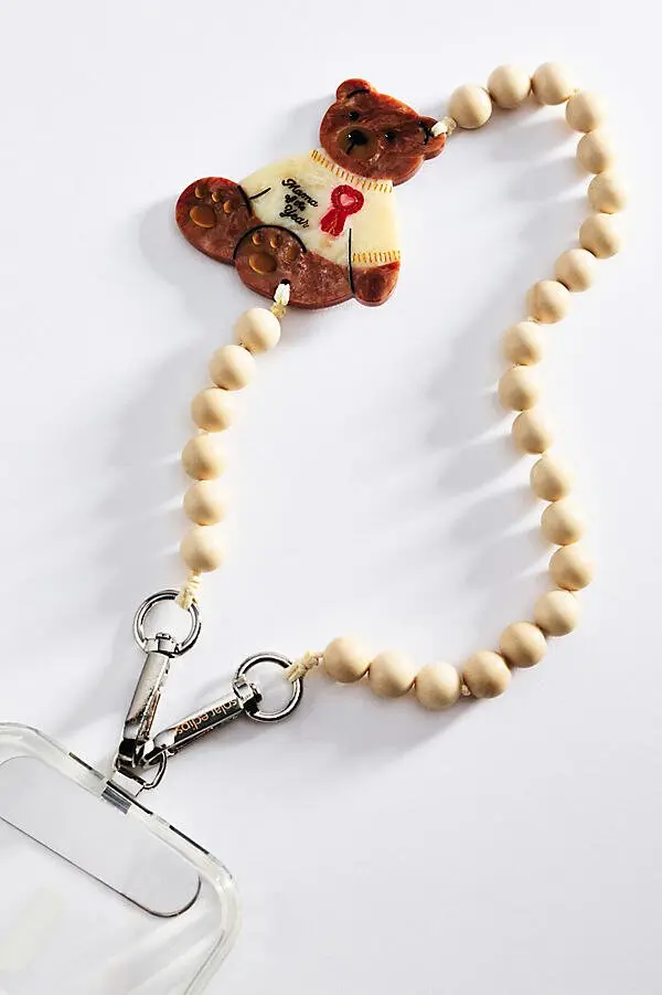 SOLAR ECLIPSE Hand-painted Charm Beaded Phone Chain - Mama Bear