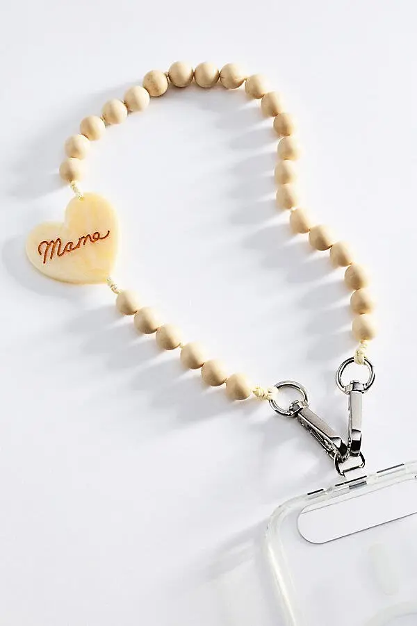 SOLAR ECLIPSE Hand-painted Charm Beaded Phone Chain - Mama Heart