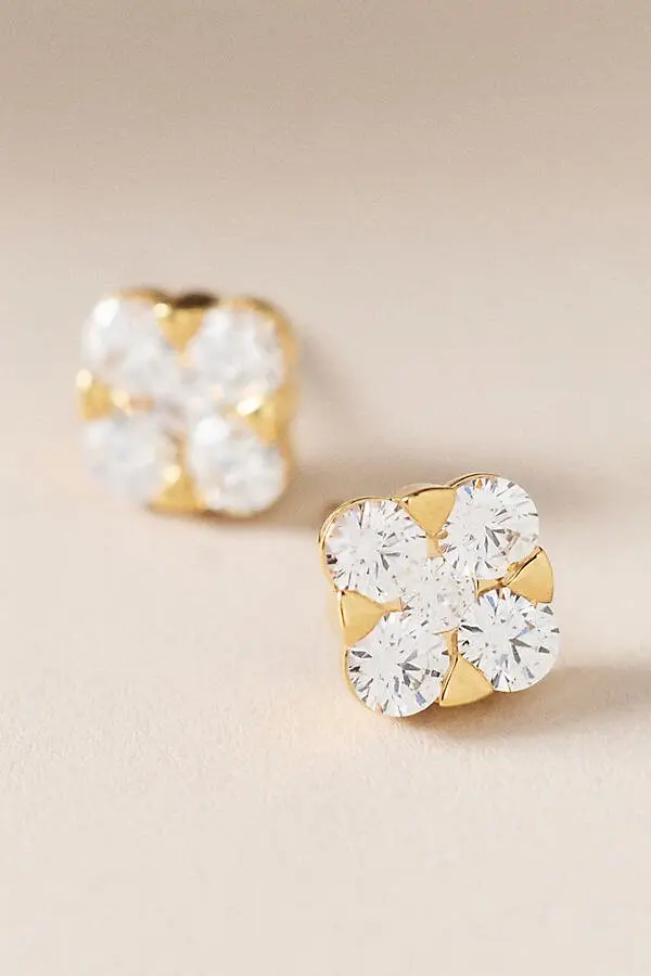 FINE DIAMONDS BY ANTHROPOLOGIE WEDDINGS Clover Lab Grown Diamond Stud Earrings - Gold