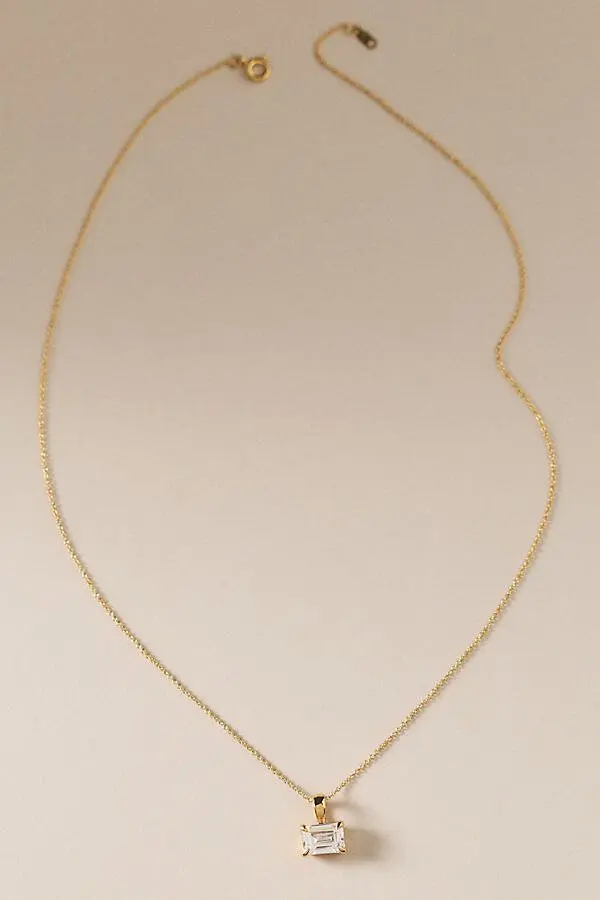 FINE DIAMONDS BY ANTHROPOLOGIE WEDDINGS Baguette-cut Lab Diamond Pendant Necklace - Gold