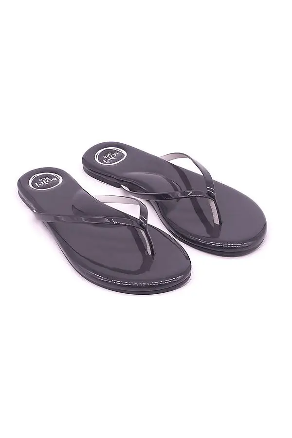 SOLEI SEA Die Patent Thong Sandals - Dark Grey