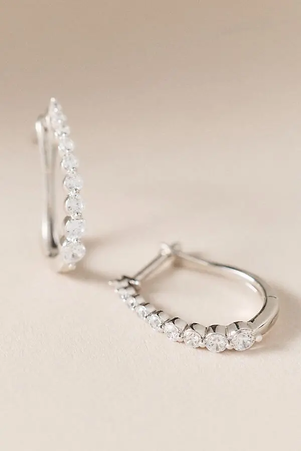 FINE DIAMONDS BY ANTHROPOLOGIE WEDDINGS Pavé Lab Diamond Hoop Earrings - Silver