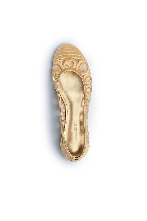 Bernardo Costa Mesh Ballerina Flats - Gold