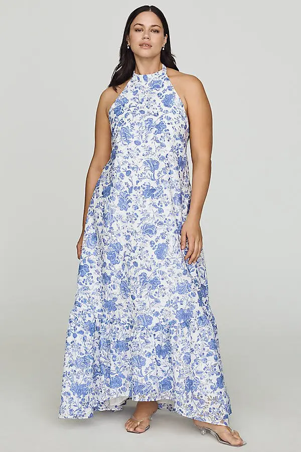 ELLIATT Halter Maxi Dress - Blue Pattern