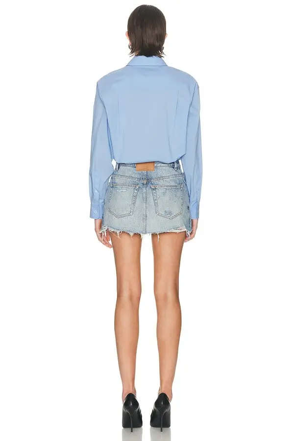Alexander Wang Prestyled Button Down Skort Romper - Authentic Light Indigo