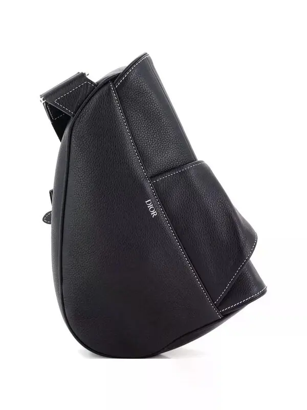 Dior Alex Foxton Logo Saddle Printed Leather Crossbody Bag - Black