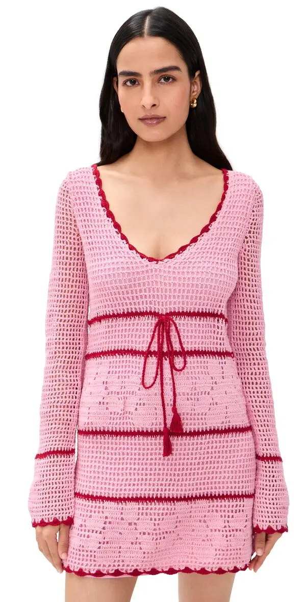 Saylor Stephanie Dress - Pink/red