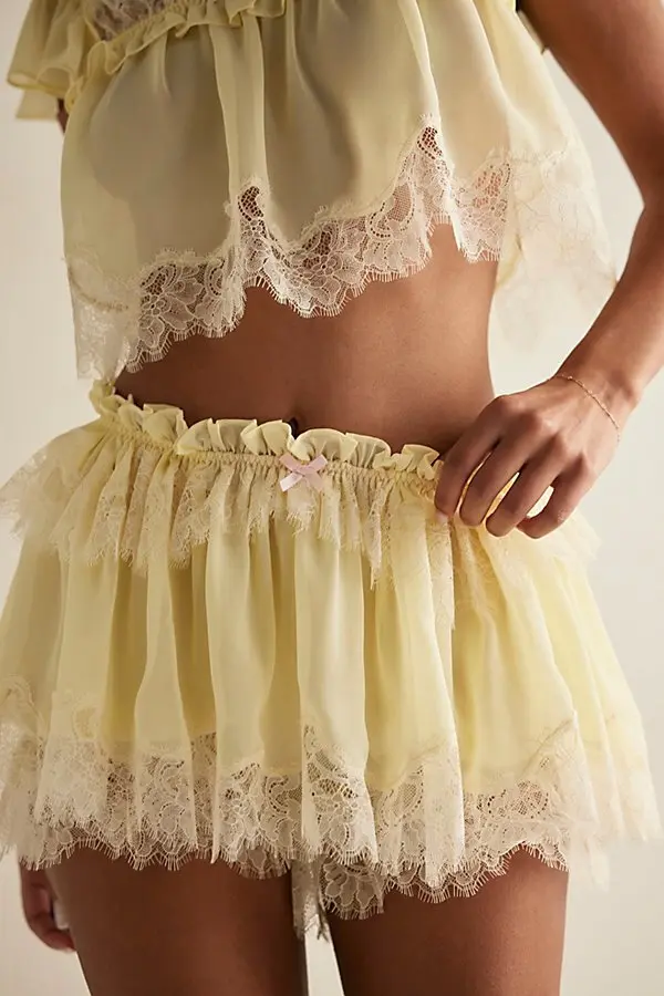 For Love & Lemons Chante Bloomer Skort - Baby Yellow