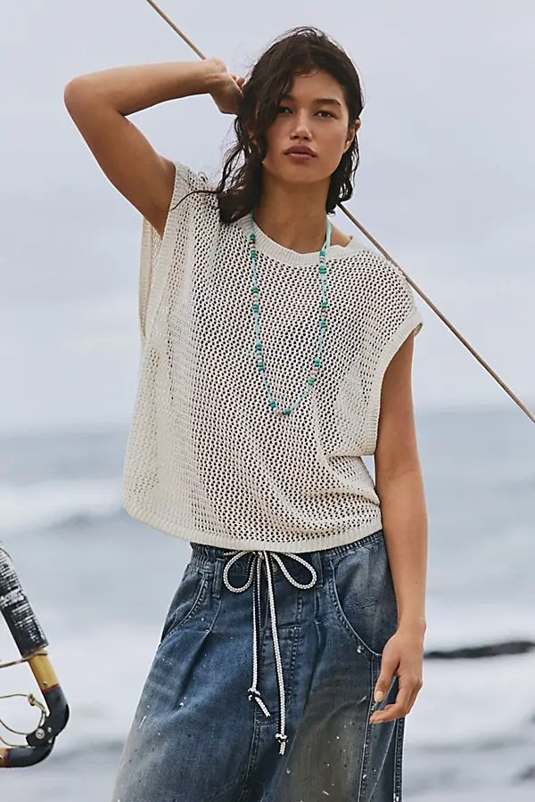 Free People Connor Muscle Tee - Moonglow