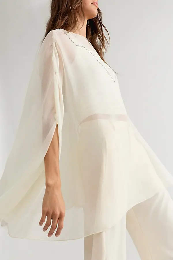 UNDERSTATED LEATHER Moonshine Poncho Jacket - Ivory