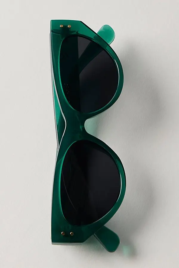 Free People Carly Polarized Cat Eye Sunglasses - Hunter Green