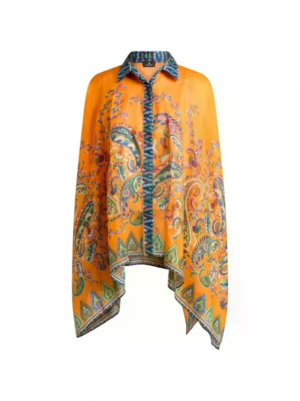 Etro Flared Print Blouse - Orange