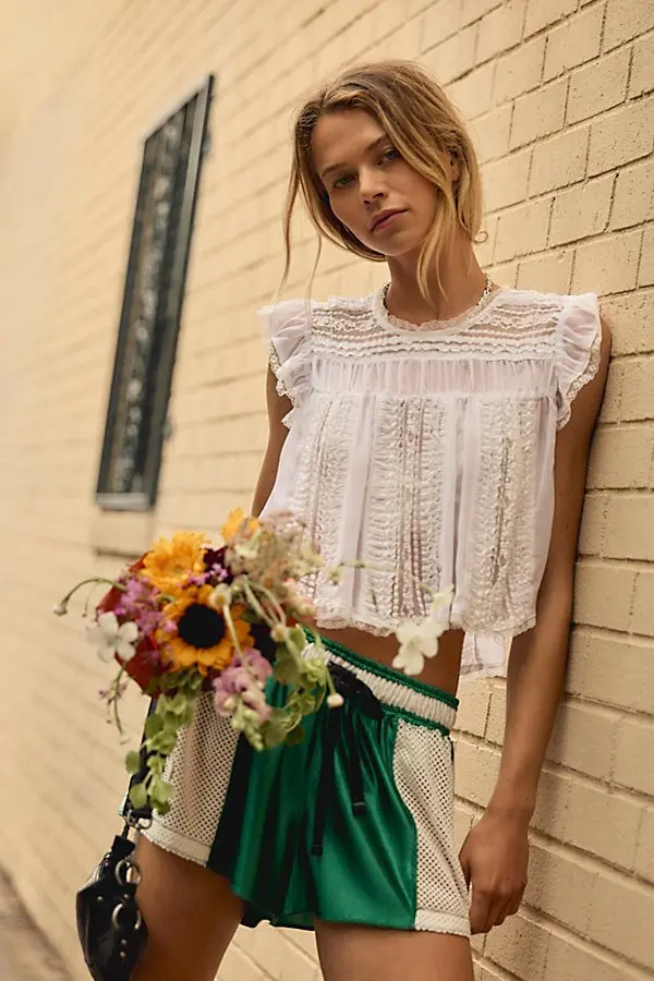 Free People Sun Drenched Blouse - Clean Ivory