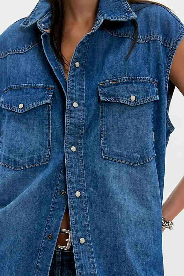 Free People We The Free Sadie Denim Top