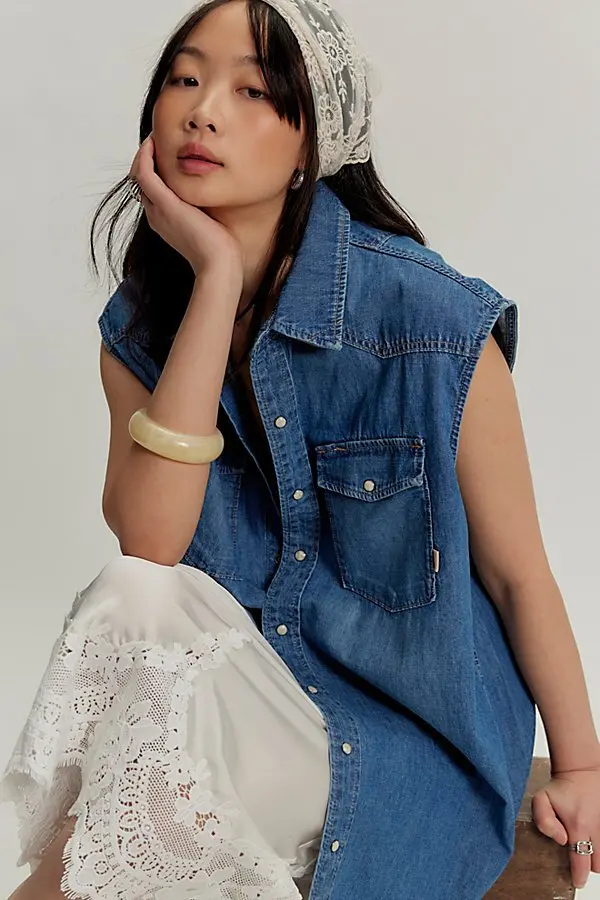 Free People We The Free Sadie Denim Top