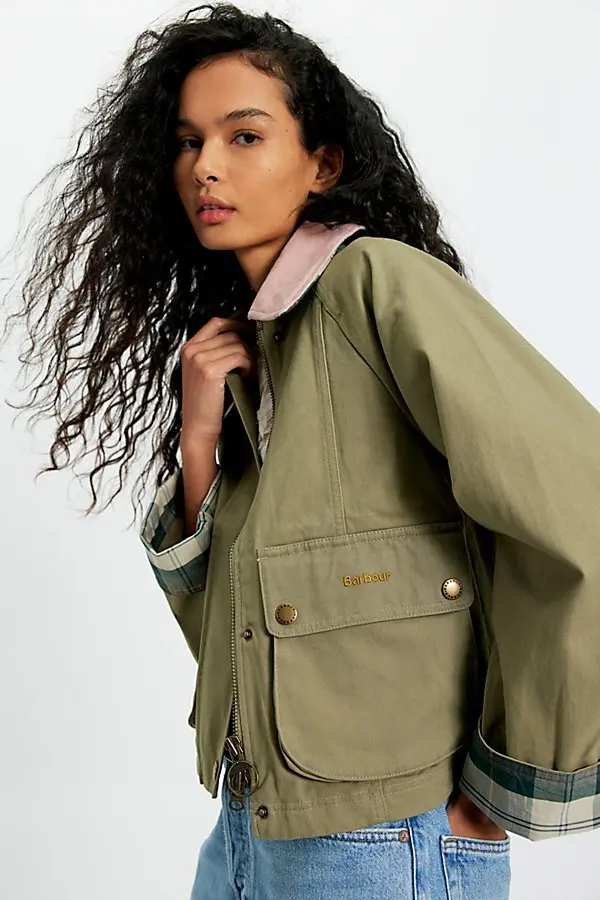Barbour Cropped Beadnell Casual Jacket - Bleached Olive/ancient
