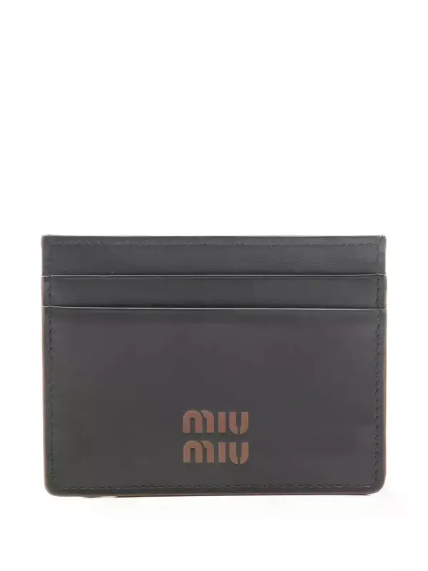 Miu Miu 20s Logo Leather Card Case - Black
