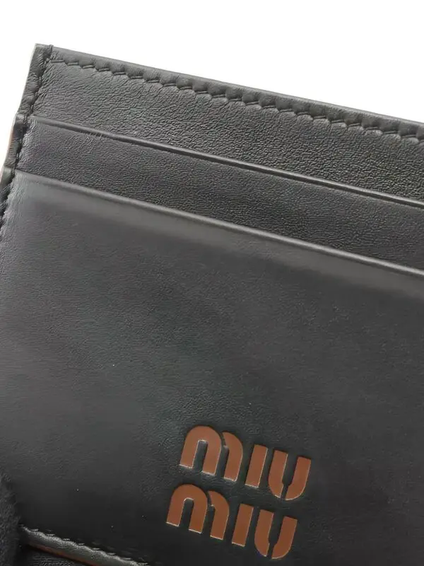 Miu Miu 20s Logo Leather Card Case - Black