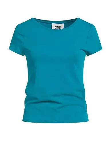 Alpha Studio T-shirt In Cotton And Elastane - Turquoise