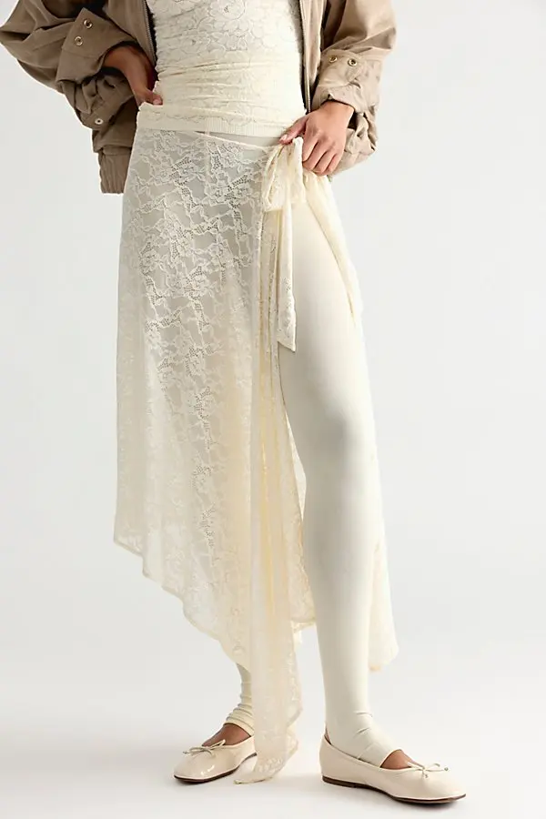 Free People Lia Stirrup Tights - Ivory