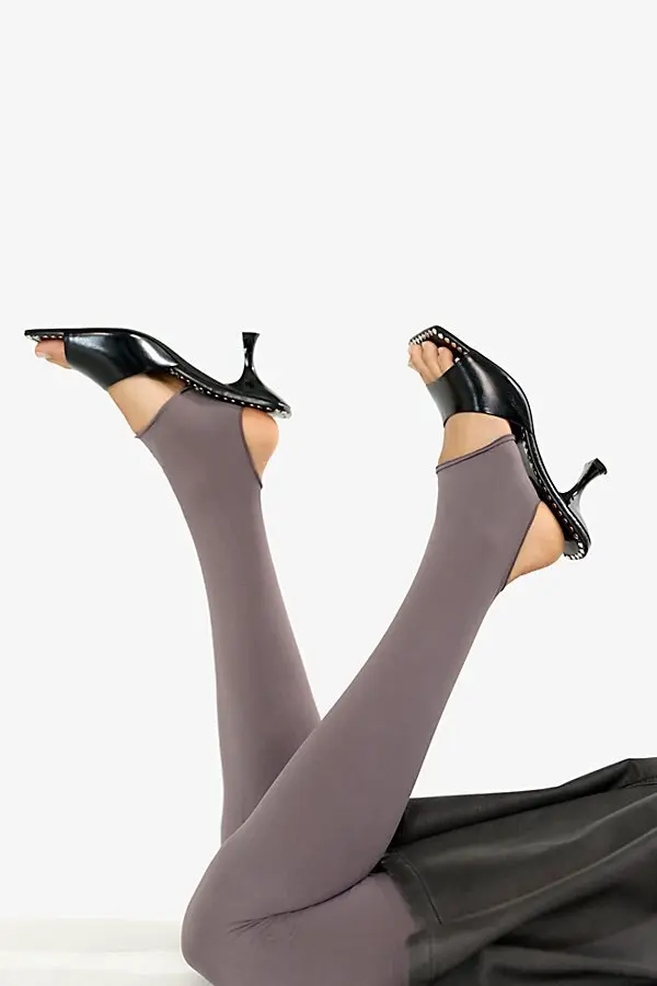 Free People Lia Stirrup Tights - Mid Grey