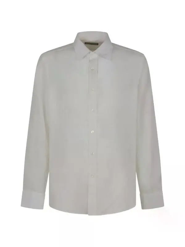 Canali Long-sleeved Linen Shirt - Neutrals