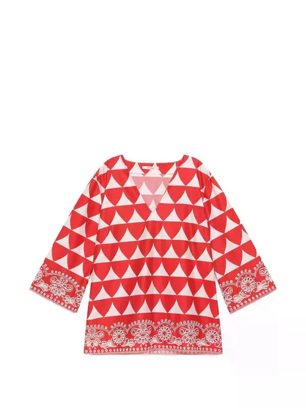 Malìparmi Broderie Anglaise V-neck Shirt - Red