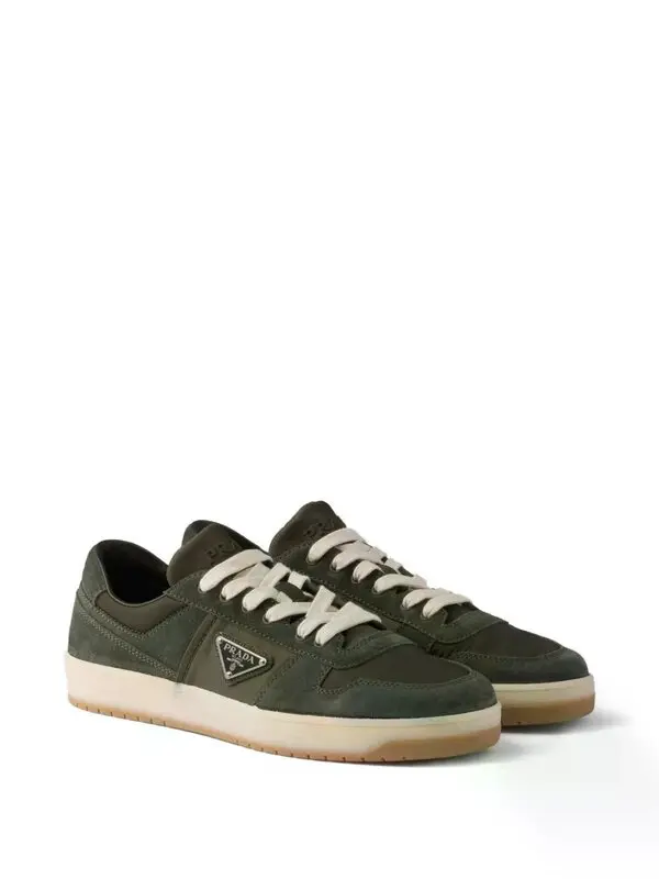 Prada Downtown Re-nylon And Suede Sneakers - Green