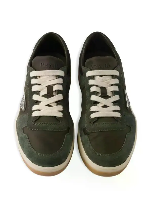 Prada Downtown Re-nylon And Suede Sneakers - Green