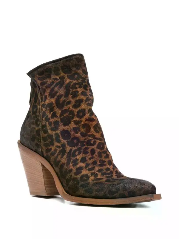 METISSE Leopard Print Cone Heel Ankle Boots
