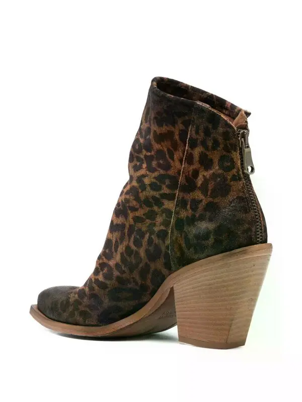 METISSE Leopard Print Cone Heel Ankle Boots