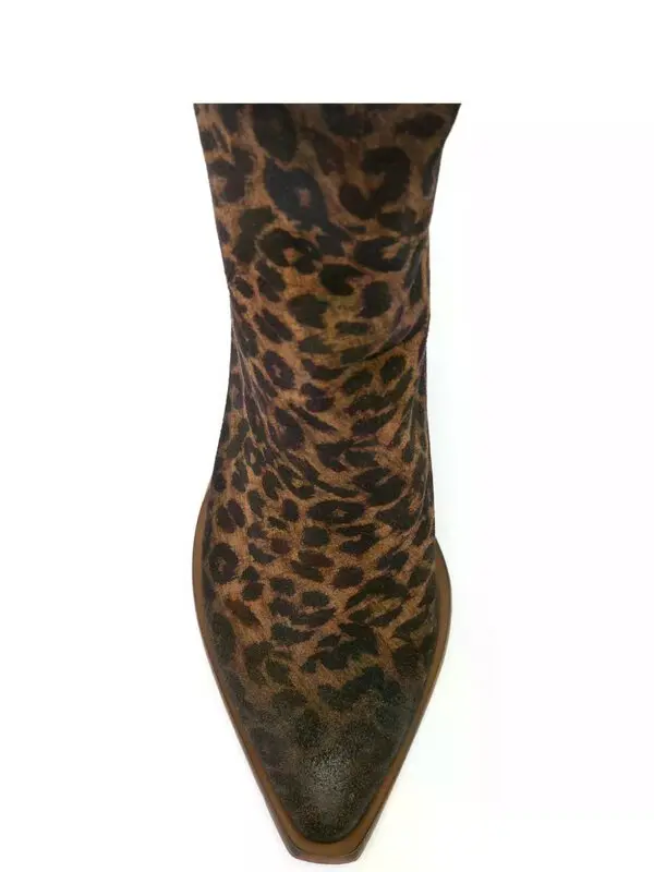 METISSE Leopard Print Cone Heel Ankle Boots