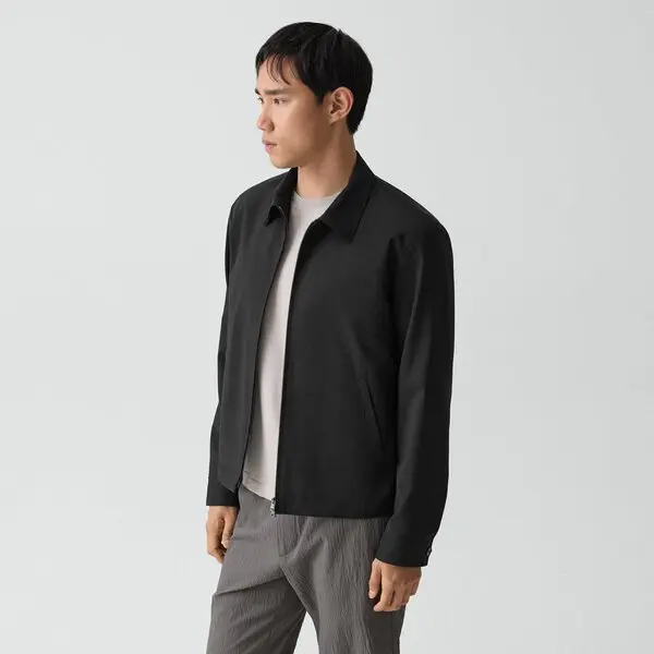 Theory Blouson Zip Jacket In Motion Wool - Black