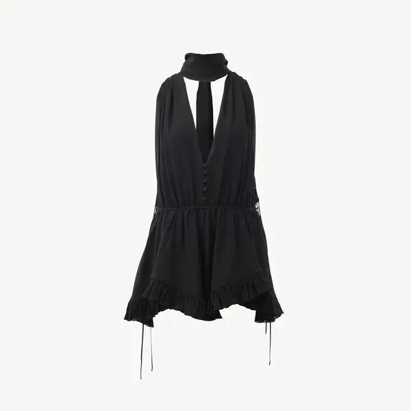 Chloé V-neck Georgette Jumpsuit - Black