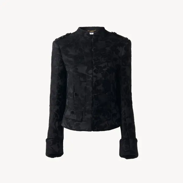 Chloé Floral Velvet Fitted Jacket - Black