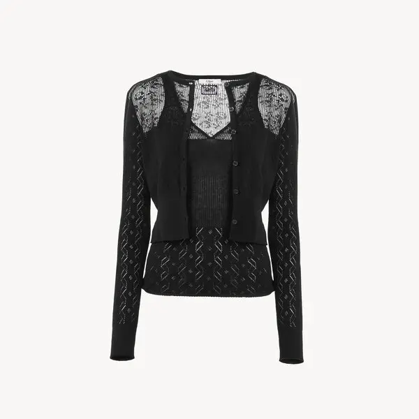 Chloé Knit Tank Top And Cardigan Set - Black