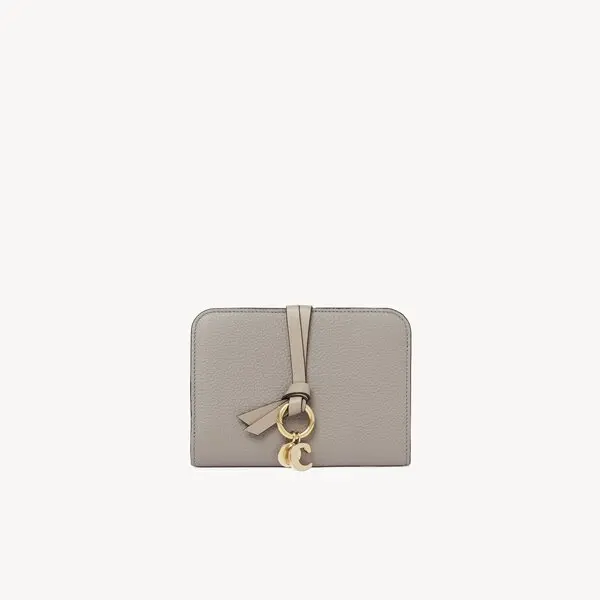 Chloé Alphabet Bifold Wallet In Grained Leather - Cashmere Grey