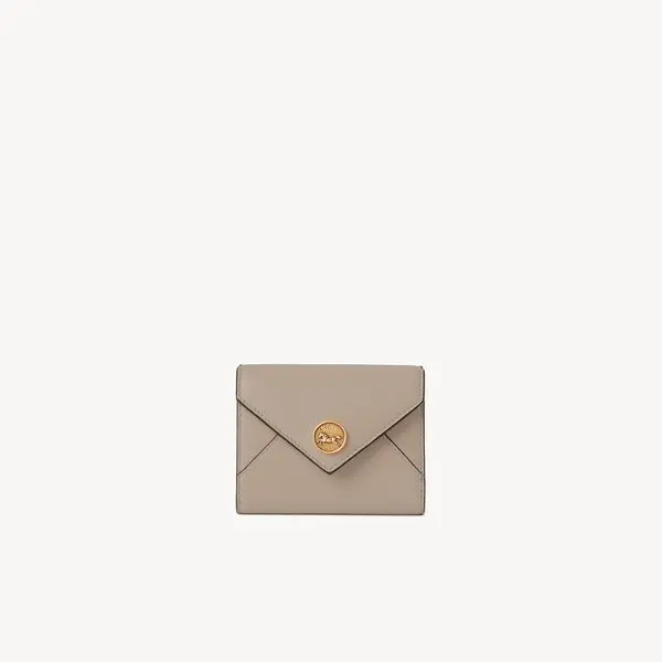 Chloé Small Envelope Tri-fold In Grained Leather - Motty Grey