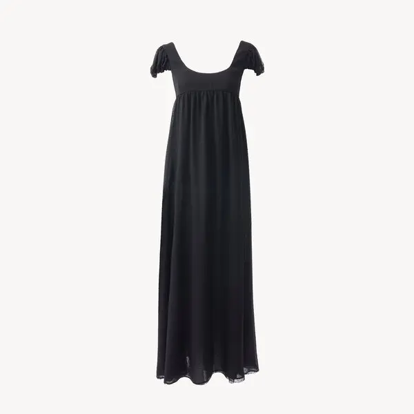 Chloé Puff-sleeve Long Dress - Black