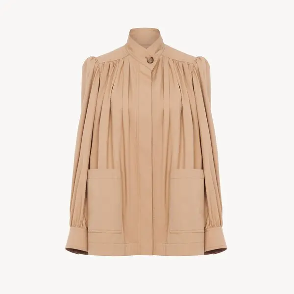 Chloé Gathered Gabardine Jacket - Soft Tan