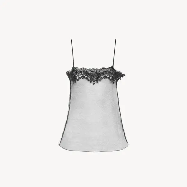 Chloé Fitted Embroidered Lace Tank Top - Black