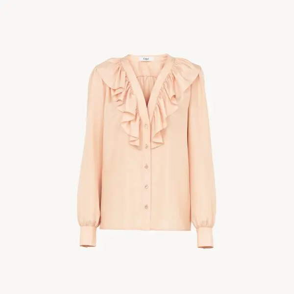Chloé V-neck Ruffled Blouse - Biscuit Pink