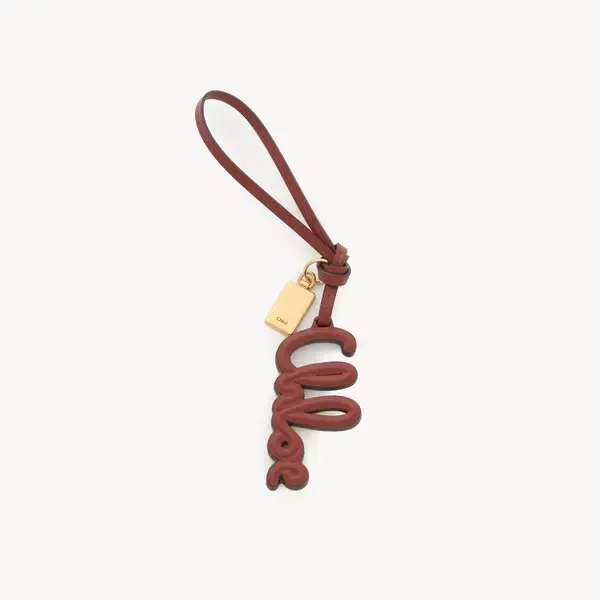 Chloé Logo Bag Charm - Sepia Brown