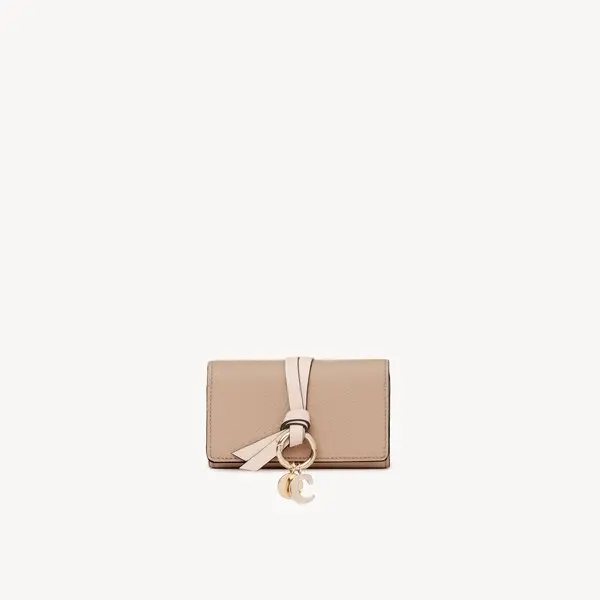 Chloé Alphabet Key Case In Grained Leather - Boyish Brown