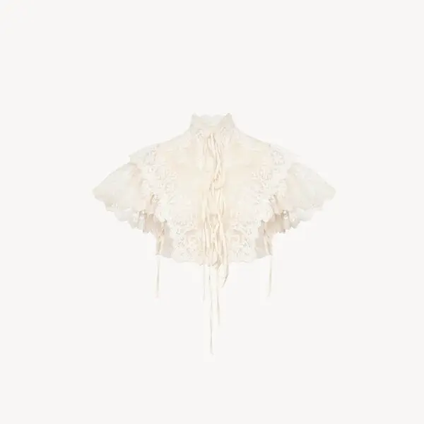 Chloé Cropped Cotton Tulle Top With Lace - Pristine White